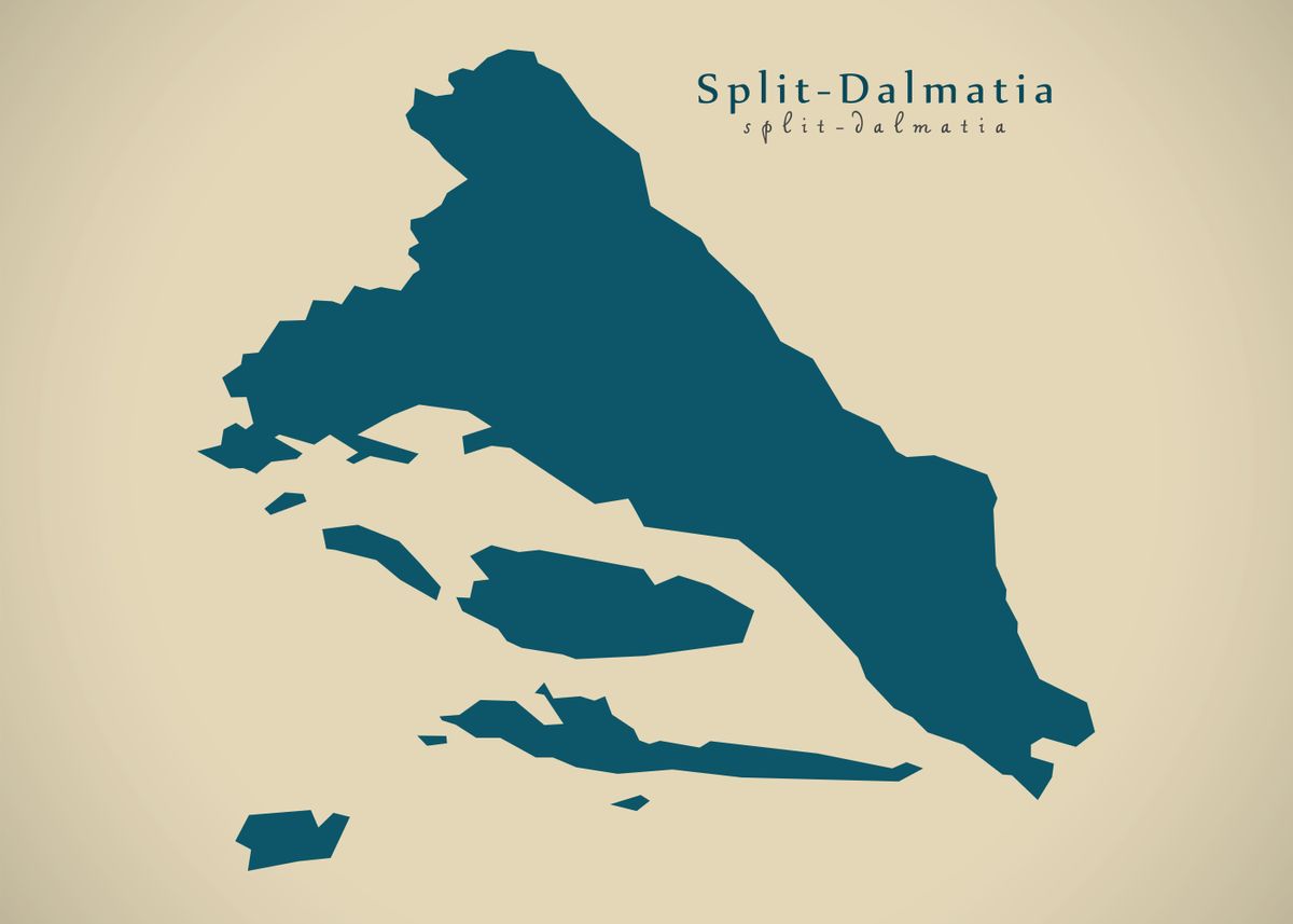 'Split Dalmatia county map' Poster by Ingo Menhard | Displate