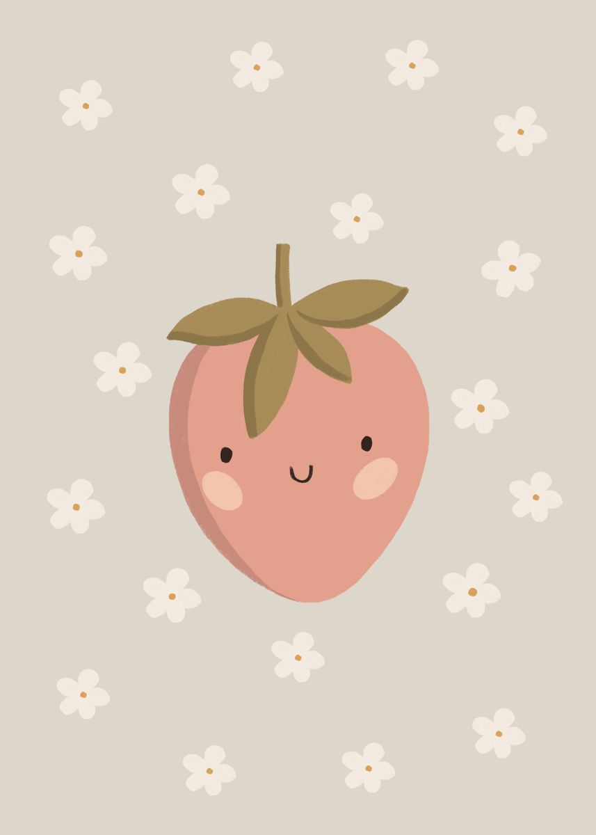 'Cute strawberry art' Poster, picture, metal print, paint by Little ...