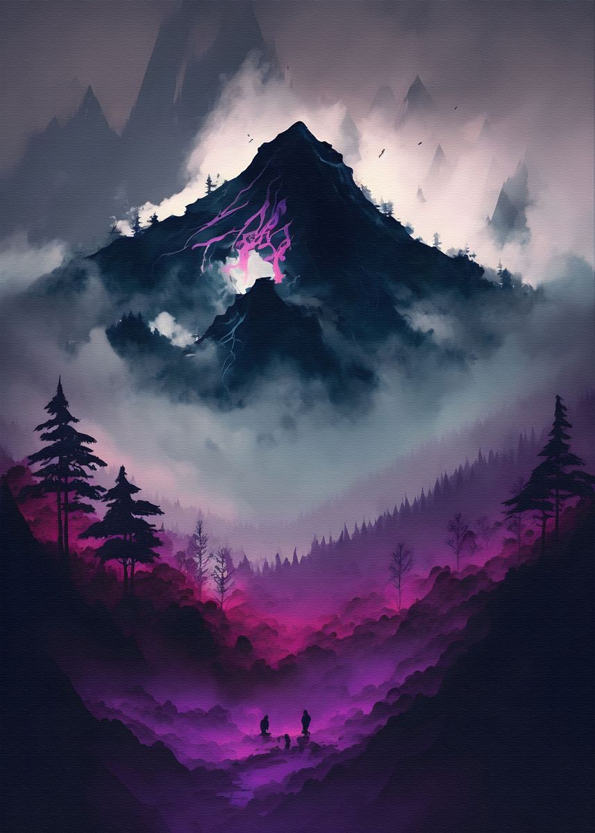 'Purple mountain' Poster, picture, metal print, paint by KiaraPfeffer ...