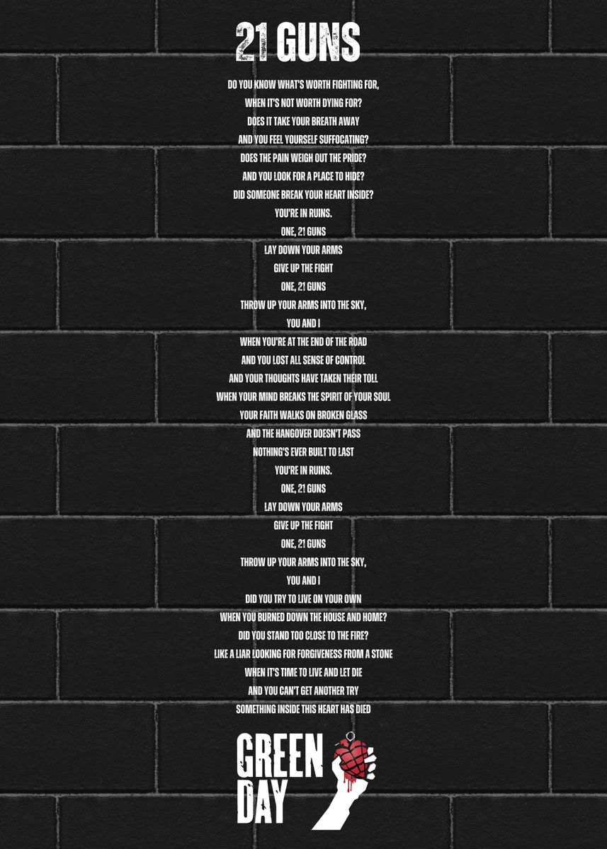 '21 Guns' Poster, picture, metal print, paint by Wijaki Thaisusuken ...