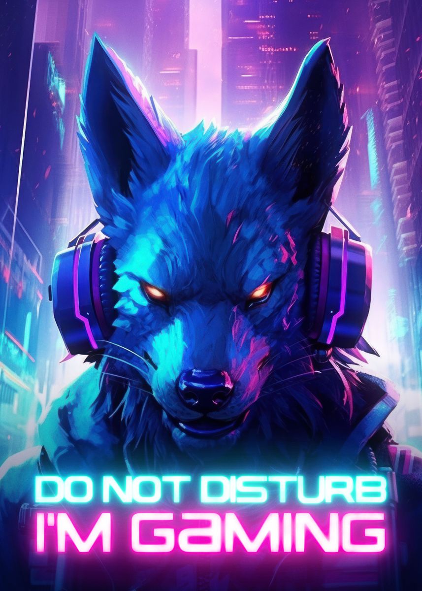 'Wolf Gaming Do Not Disturb' Poster, picture, metal print, paint by ...
