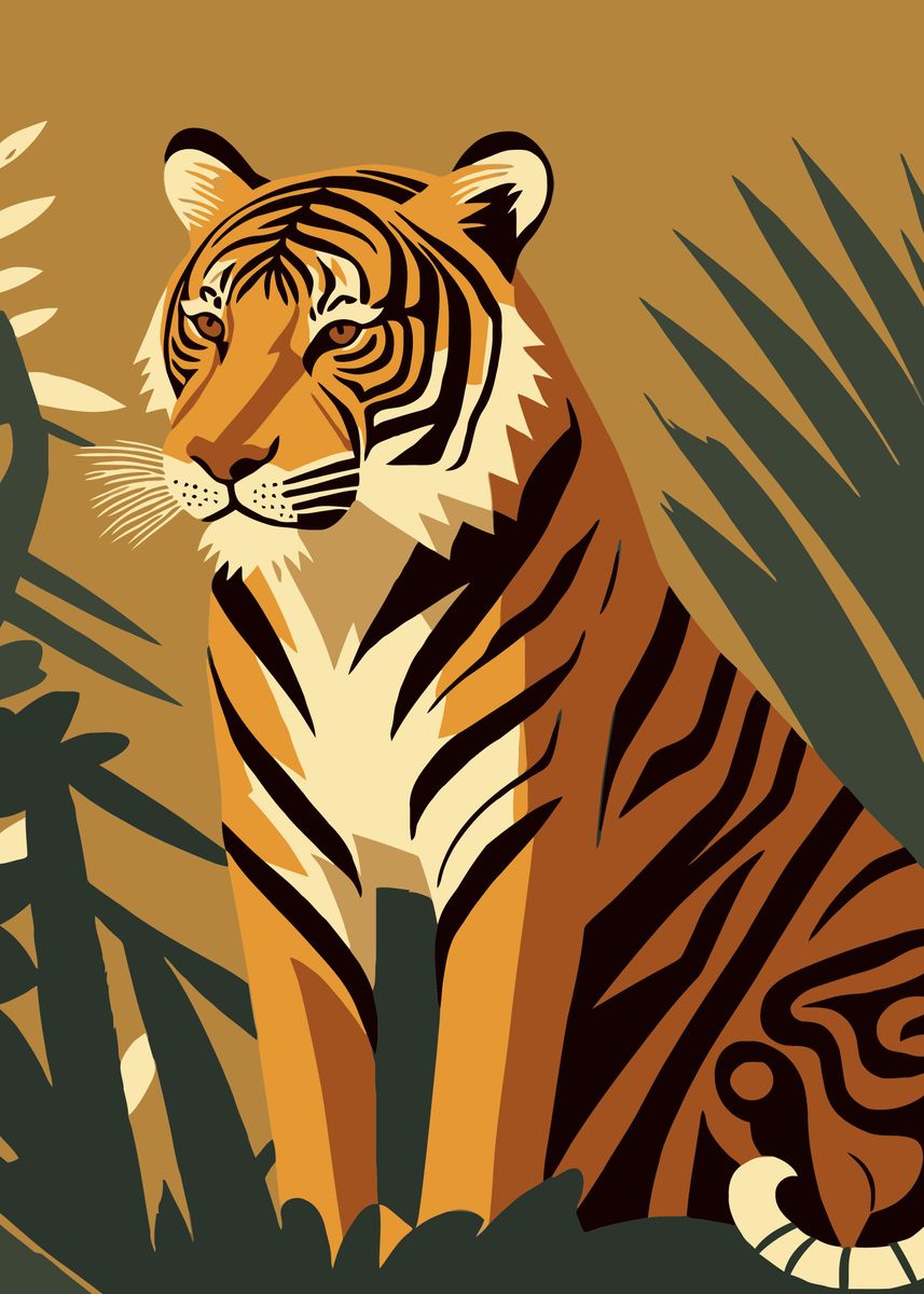 'Tiger portrait cartoon' Poster, picture, metal print, paint by Cao Thi ...