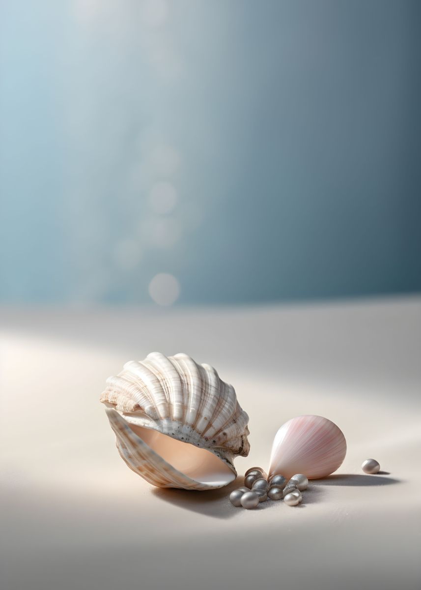 'Seashells On The Sand' Poster, picture, metal print, paint by Mark ...