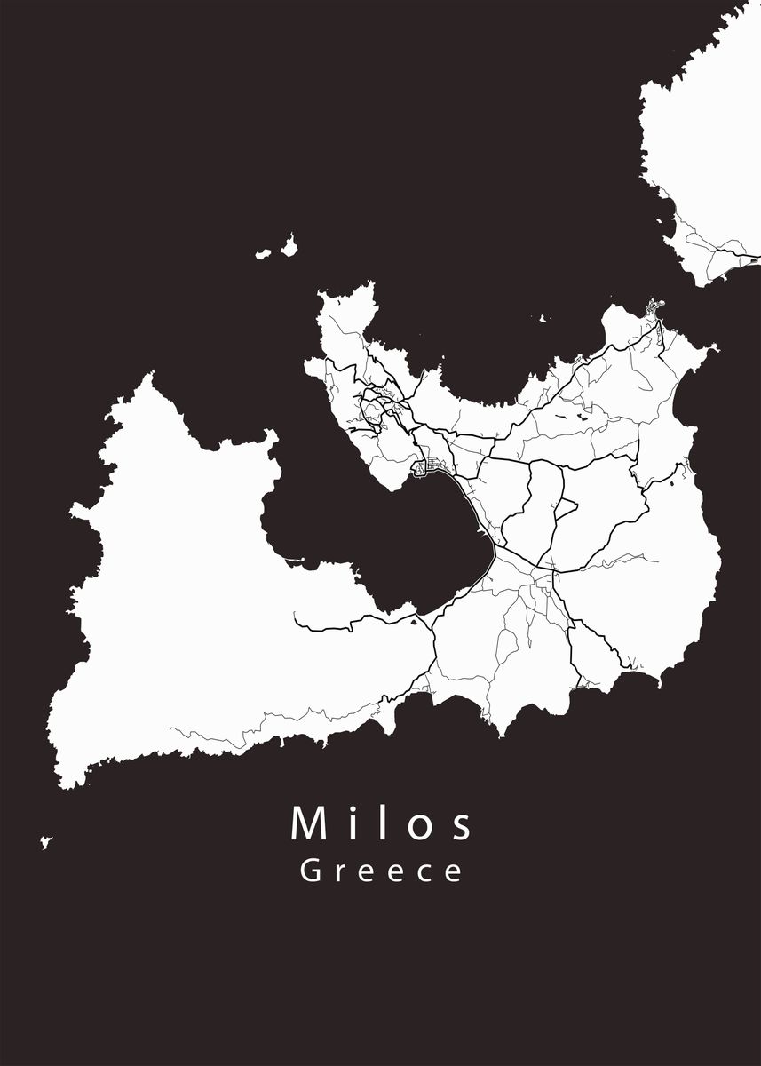 'Milos Island Map' Poster, picture, metal print, paint by Mapique ...
