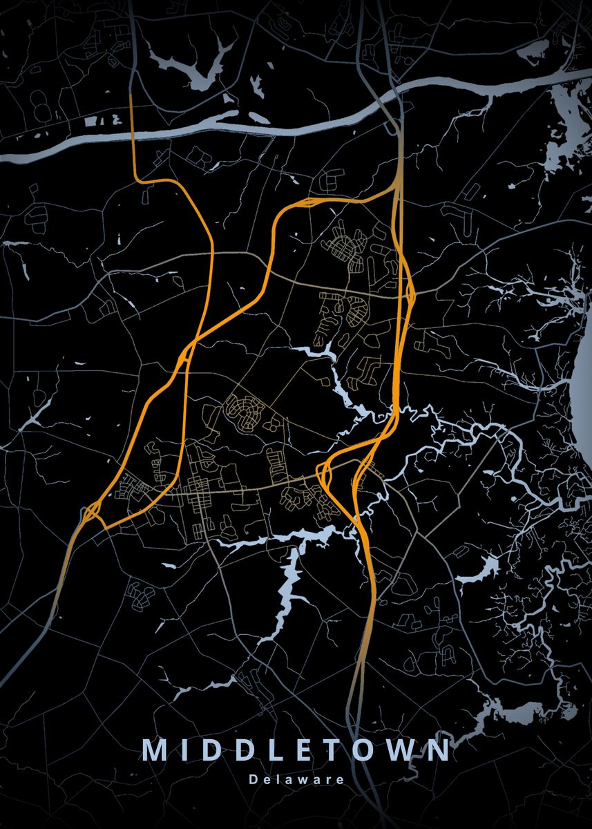 'Middletown DE Map' Poster, picture, metal print, paint by Deeo | Displate