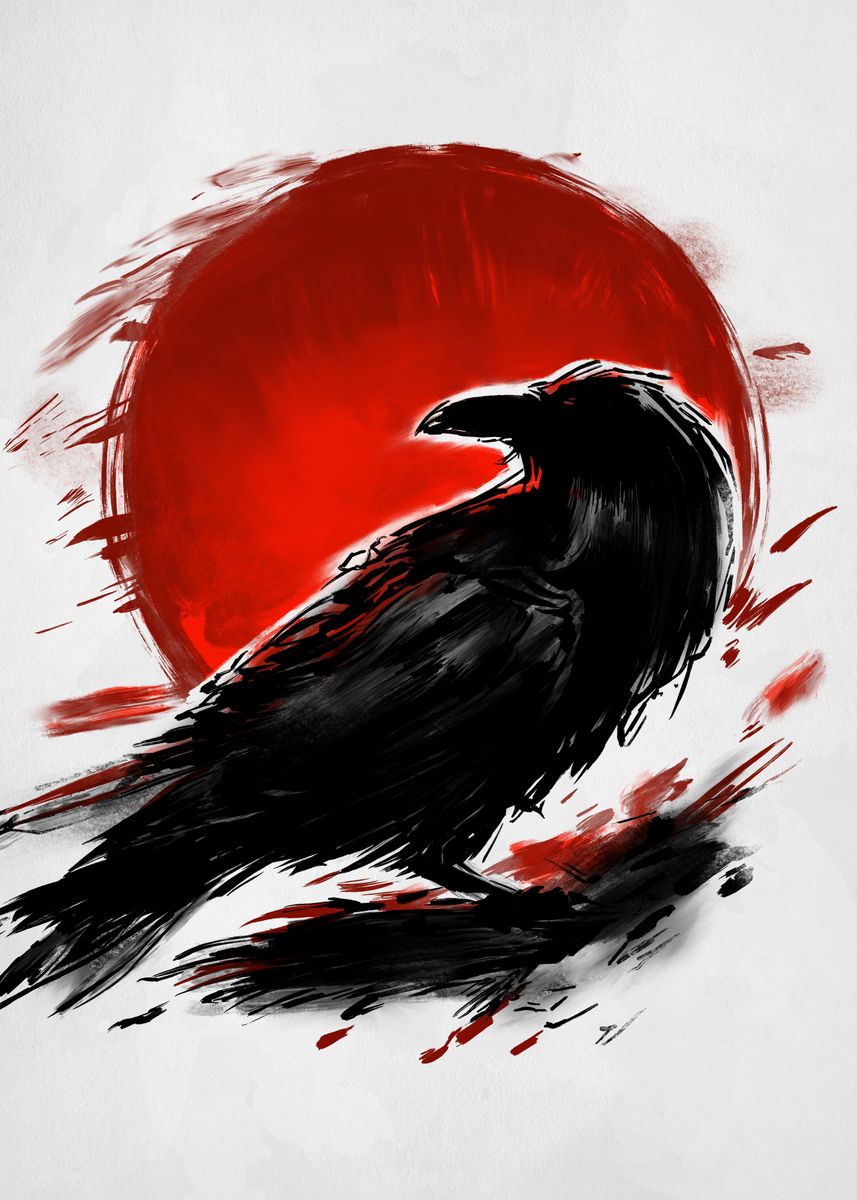 'Raven under the sun' Poster, picture, metal print, paint by Denis Orio ...