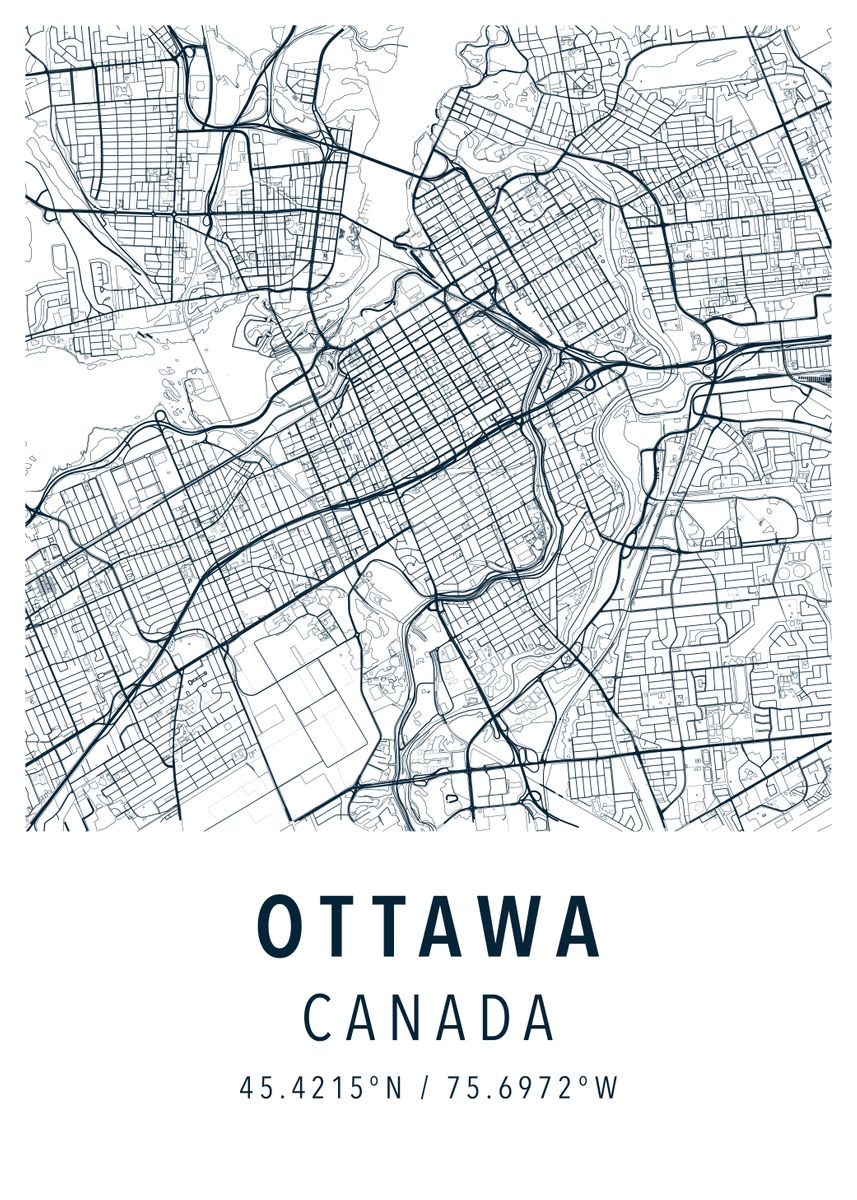 'ottawa simple map' Poster, picture, metal print, paint by Denise ...