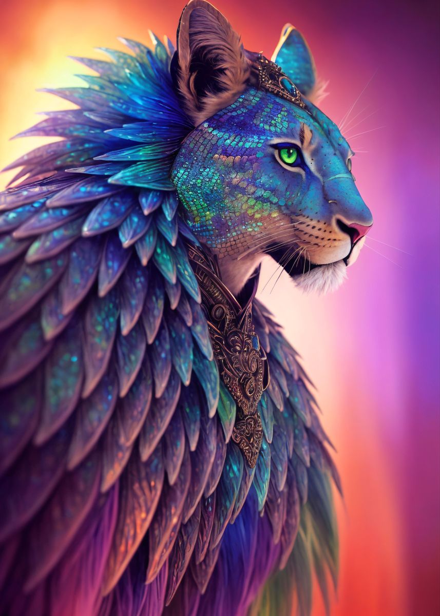 'Fantasy Cat Like Dragons' Poster, picture, metal print, paint by ...