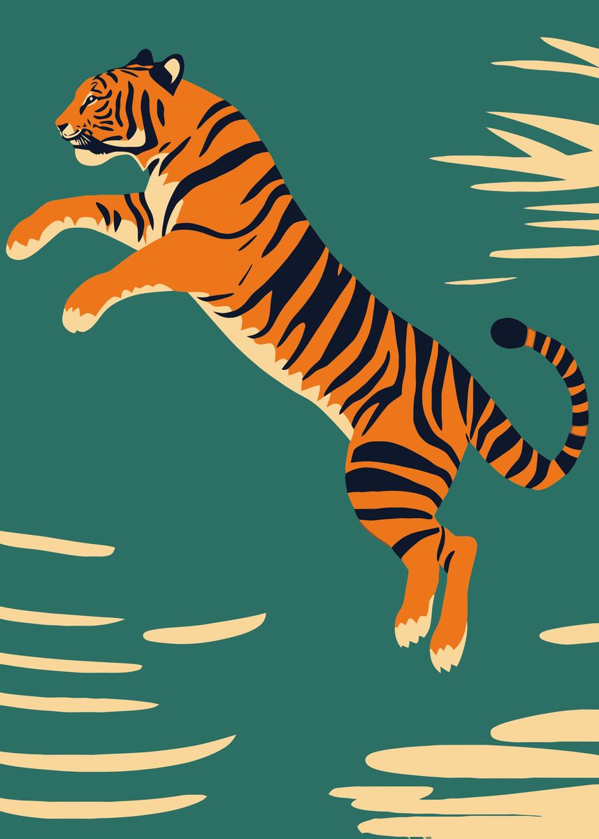 'Tiger portrait cartoon' Poster, picture, metal print, paint by Cao Thi ...