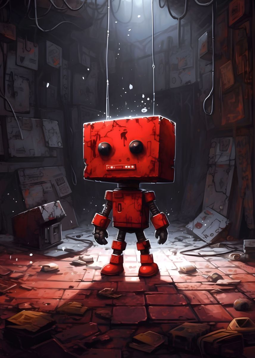 'the dirty red robot' Poster, picture, metal print, paint by pdaandrian ...