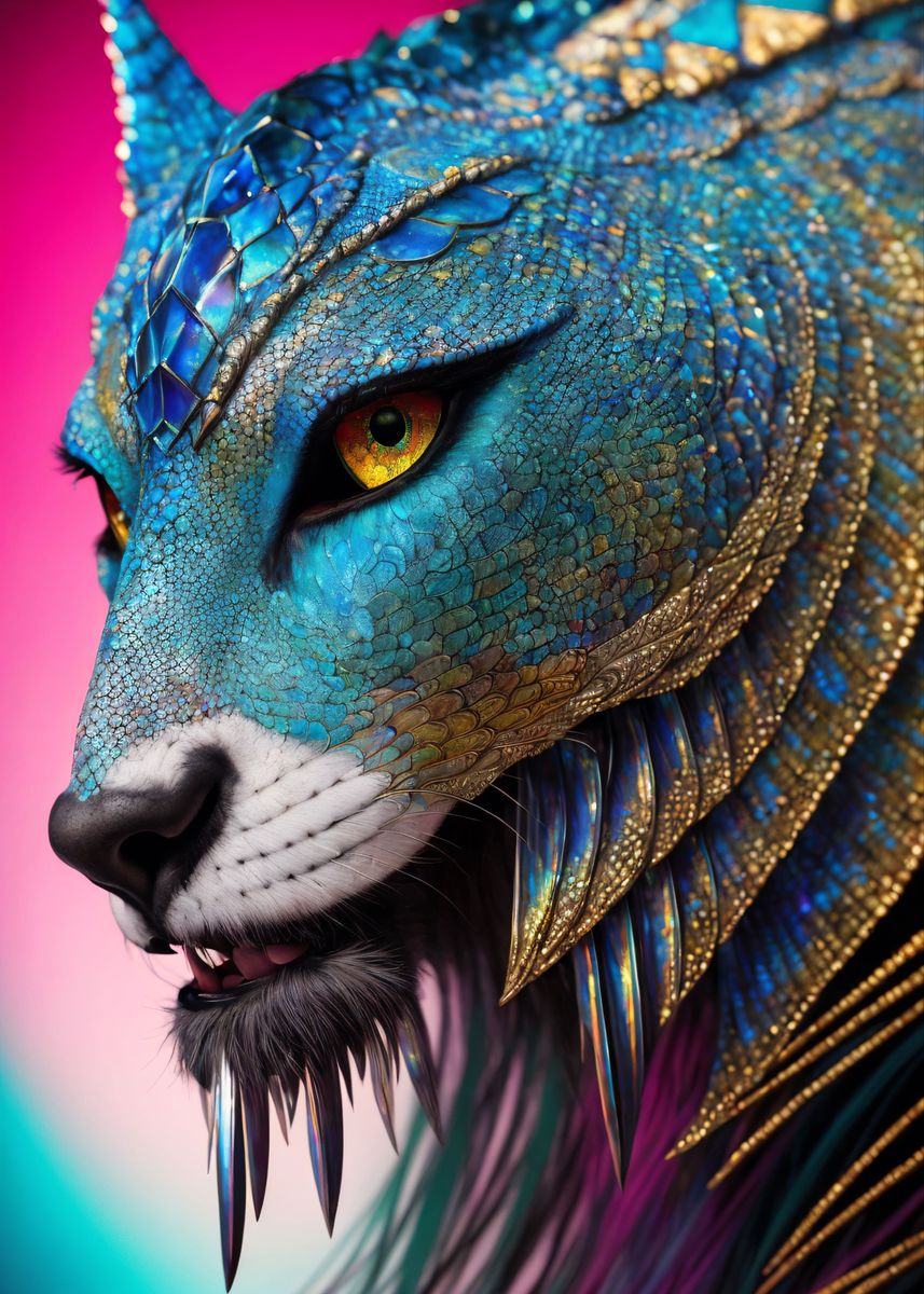 'Fantasy Cat Like Dragons' Poster, picture, metal print, paint by ...