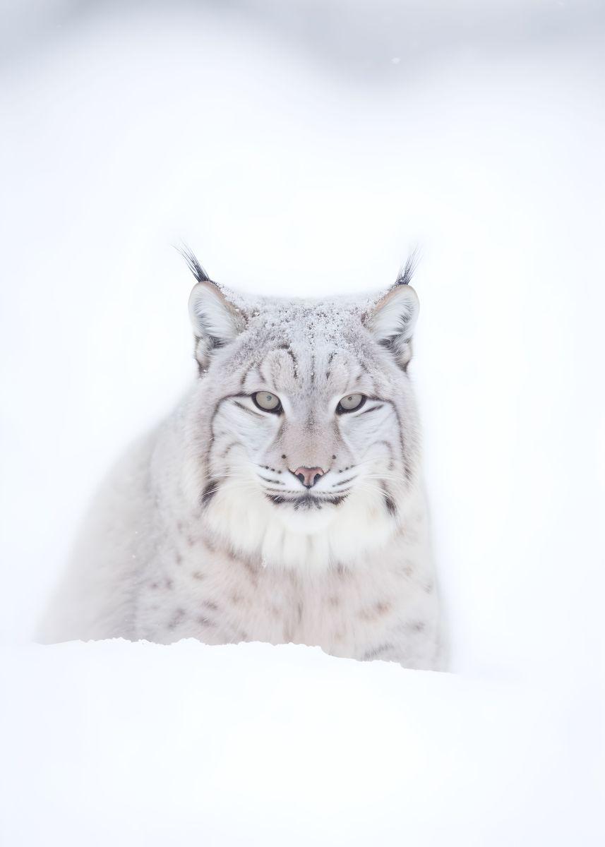 'Snow Spirit Lynx' Poster, picture, metal print, paint by Star | Displate