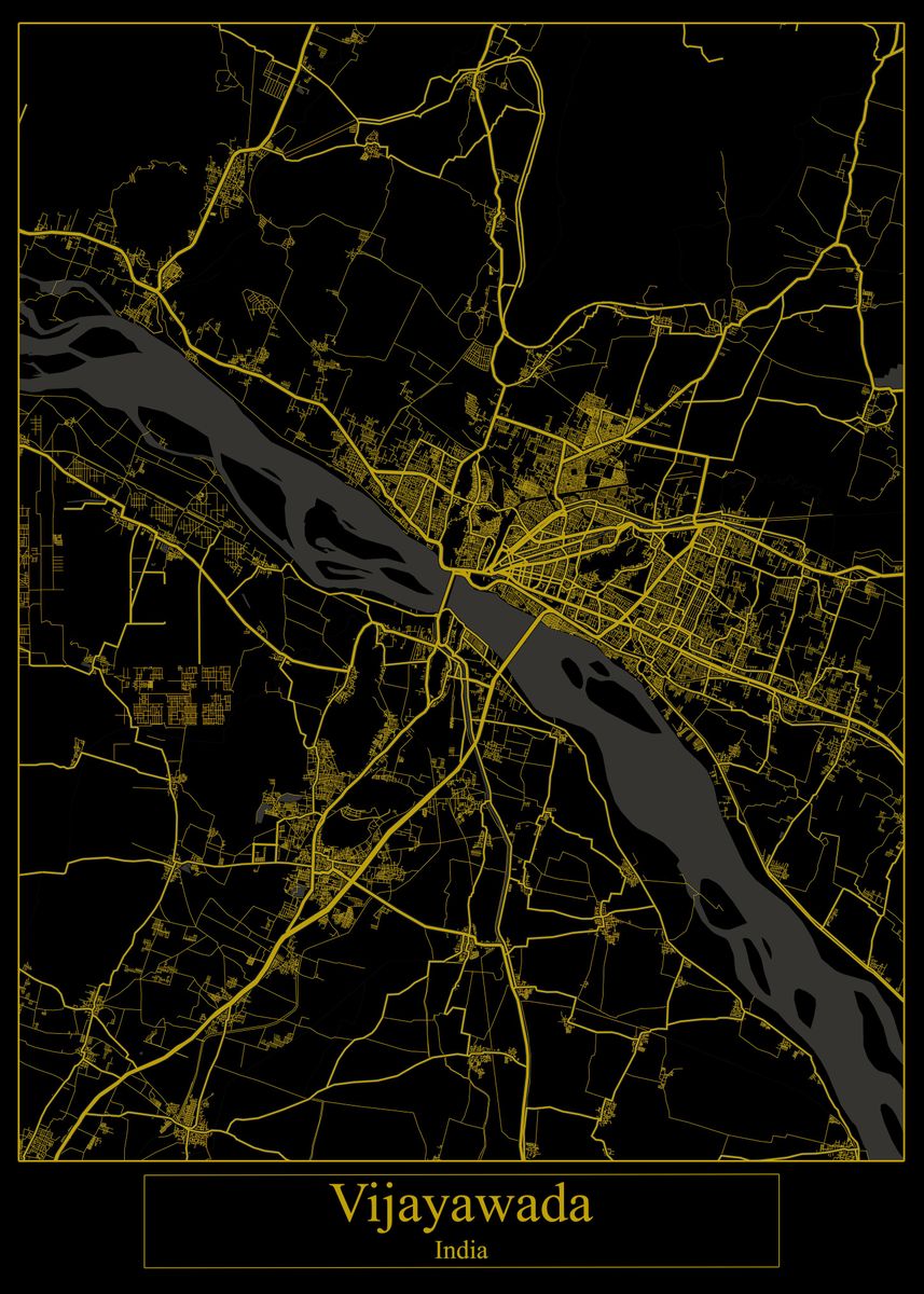 'Vijayawada India Map' Poster, picture, metal print, paint by Zake ...