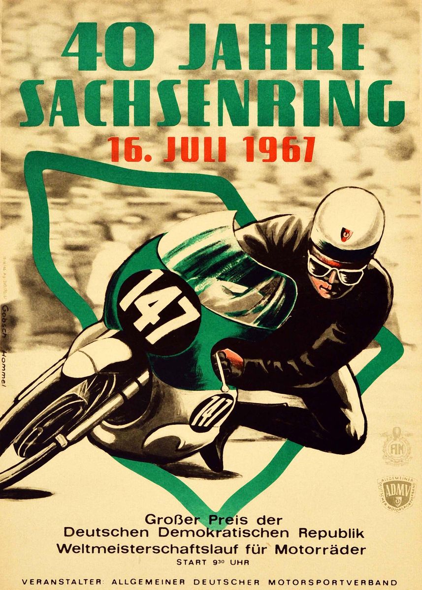 '40 Years Sachsenring 1967 ' Poster, picture, metal print, paint by Sam ...