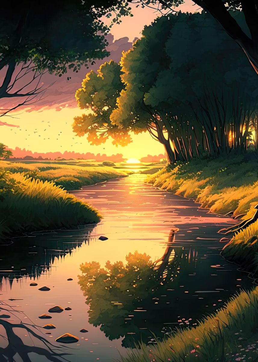 'The perfect sunset view' Poster, picture, metal print, paint by ...