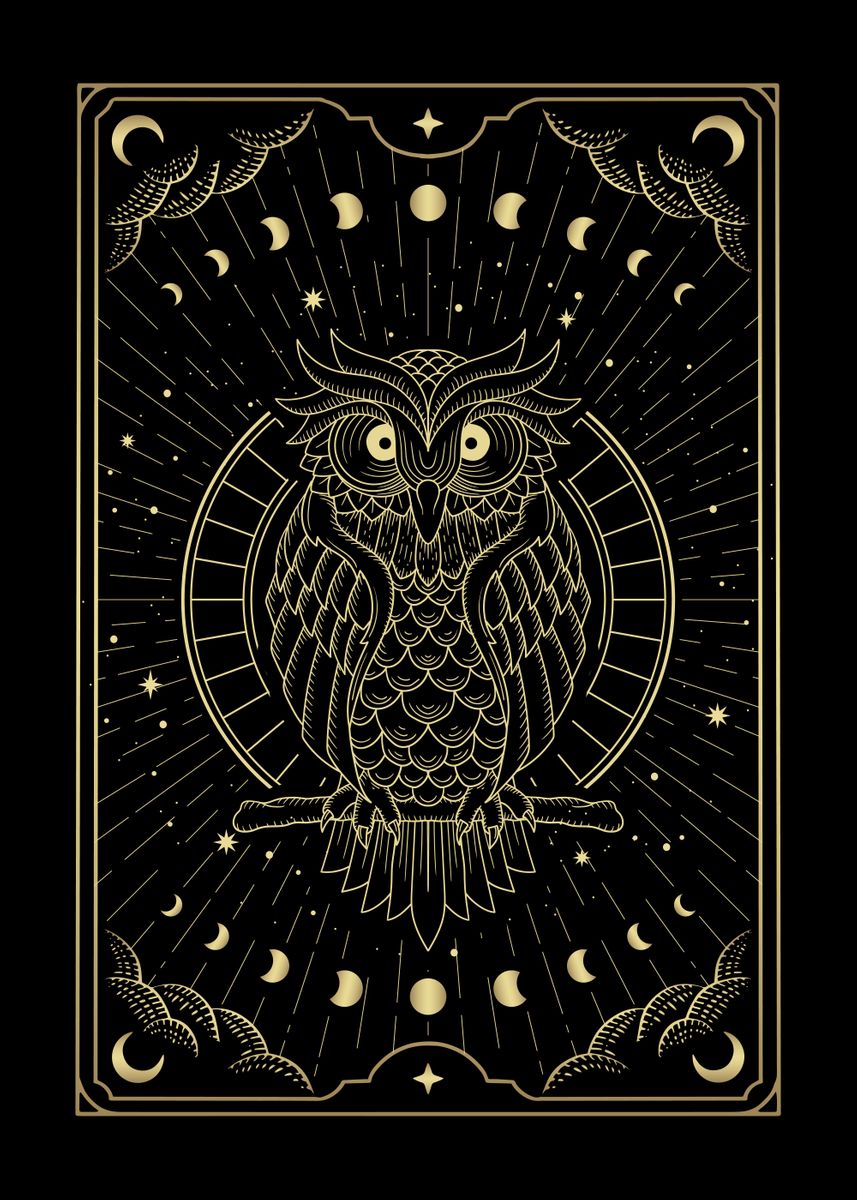 'Sacred Owl' Poster, picture, metal print, paint by Hasnaa Art | Displate