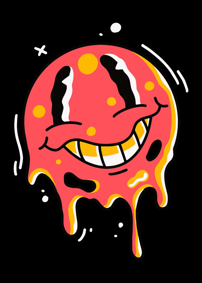 'Trippy Smiley Face' Poster, picture, metal print, paint by Cool Worker ...