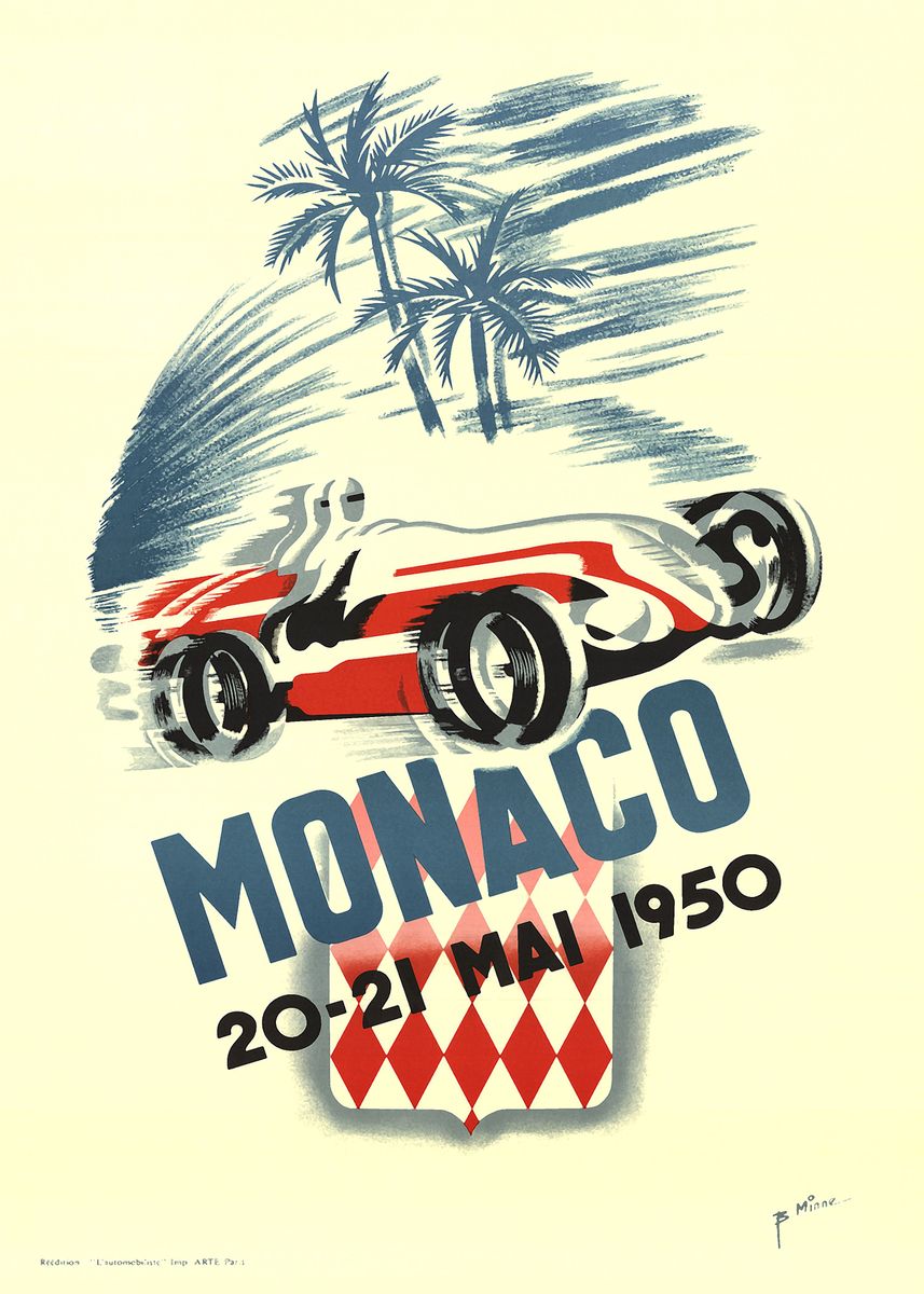 'Monaco Grand Prix 1950' Poster by Sam Kal | Displate