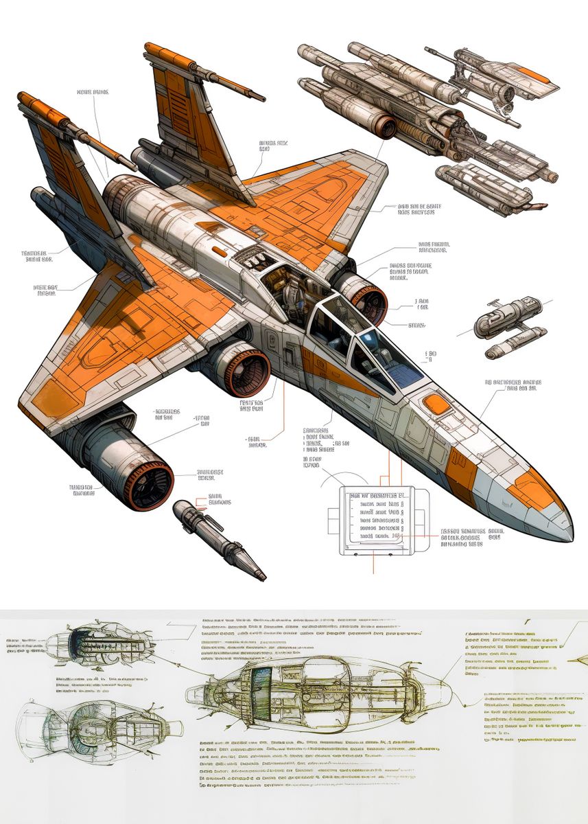 'jet blueprints' Poster by Loria Paint | Displate