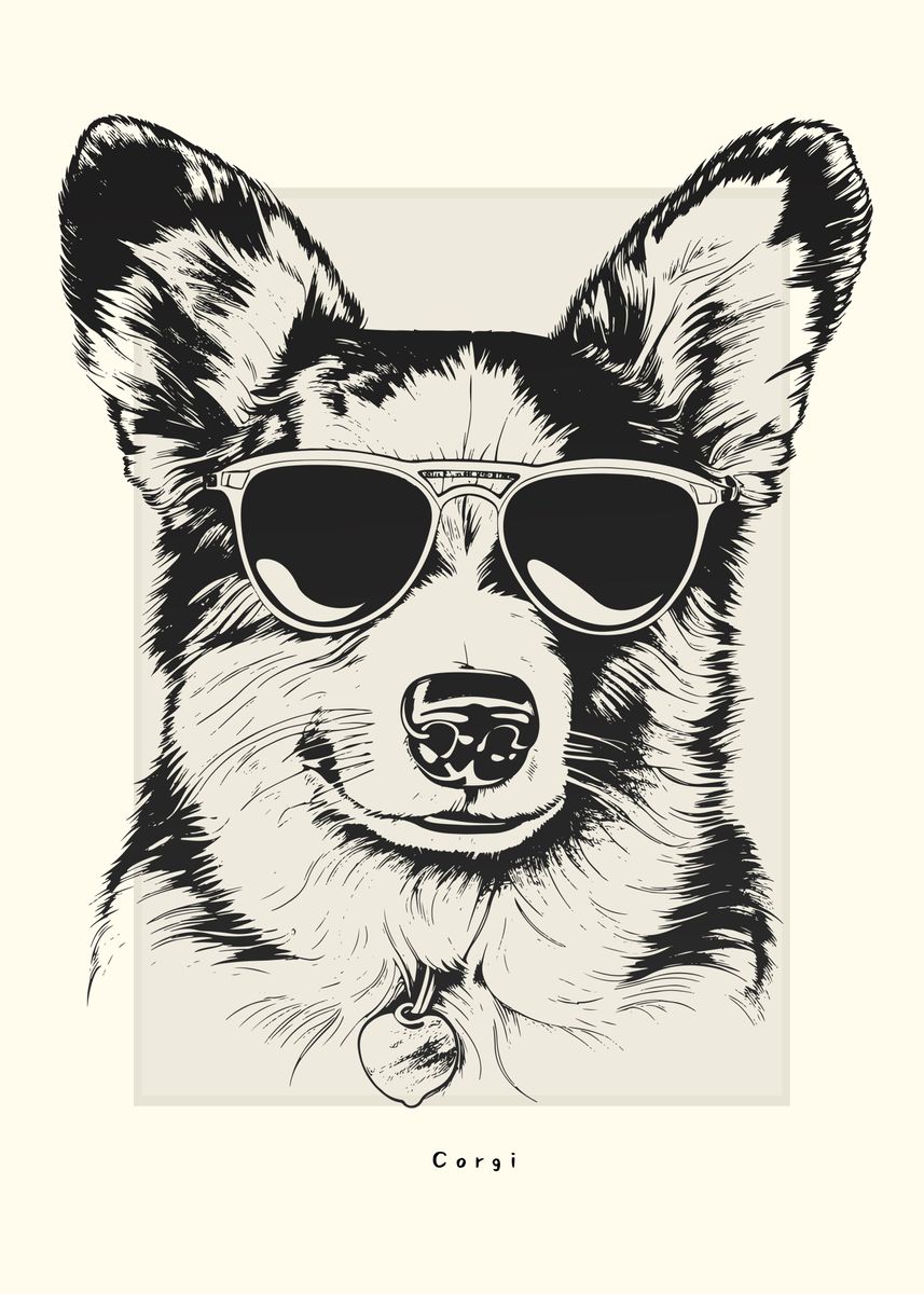 'Corgi Illustration' Poster, picture, metal print, paint by Rafael Dxgn | Displate