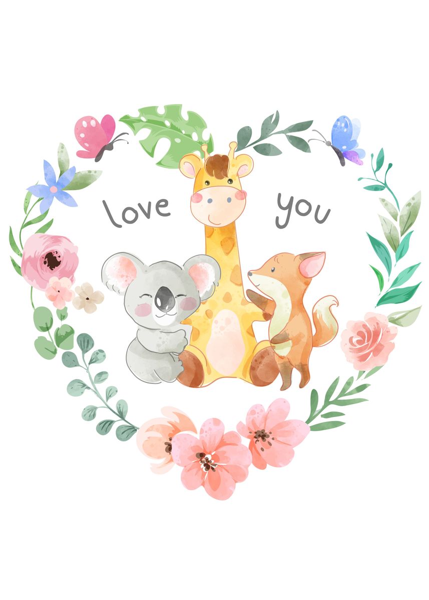 'Cute wild animal friends' Poster by Lloyd Studio | Displate