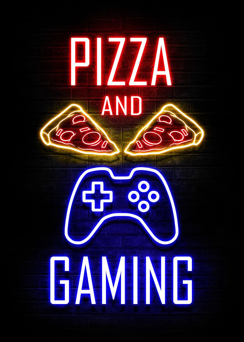 'Pizza And Gaming' Poster by Black Four | Displate