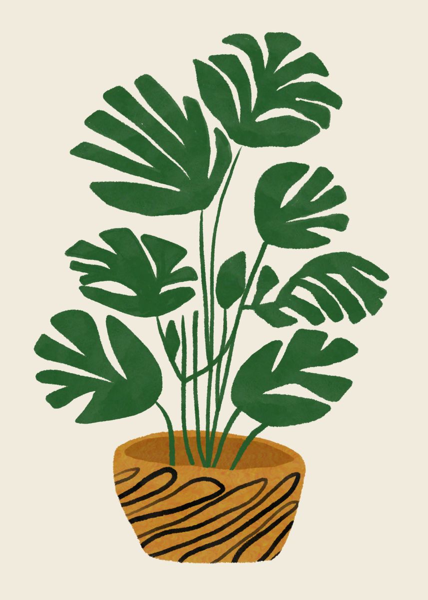 'Mini Monstera' Poster, picture, metal print, paint by HyggeStudio ...