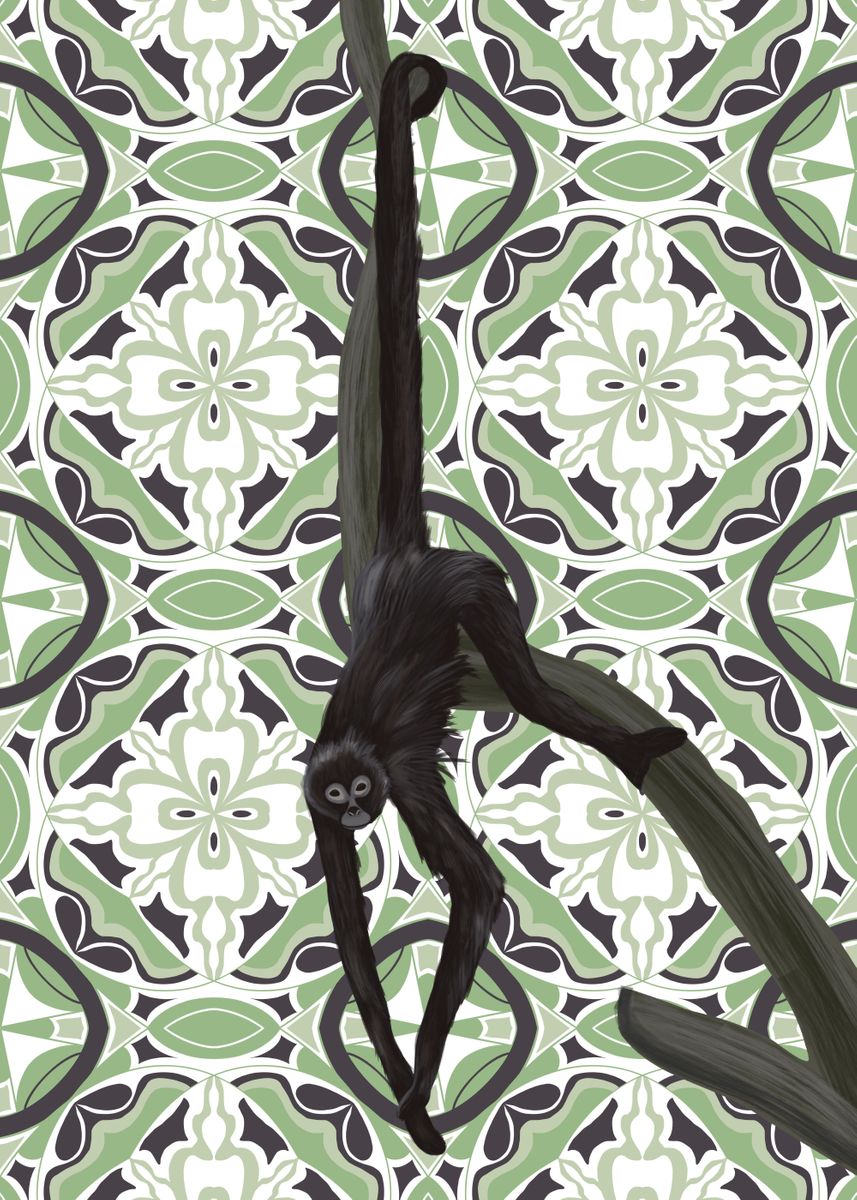 'Hanging Spider Monkey' Poster, picture, metal print, paint by Sunette ...