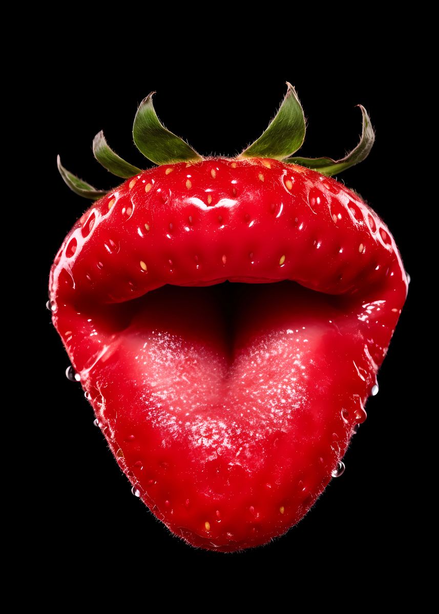 'Strawberry Lips' Poster, picture, metal print, paint by AI and ME ...