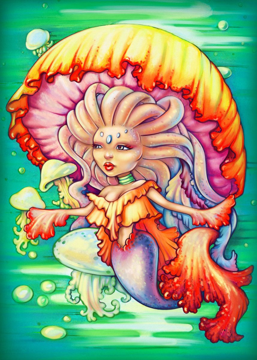 'Mermaid Medusa' Poster, picture, metal print, paint by Natalia ...
