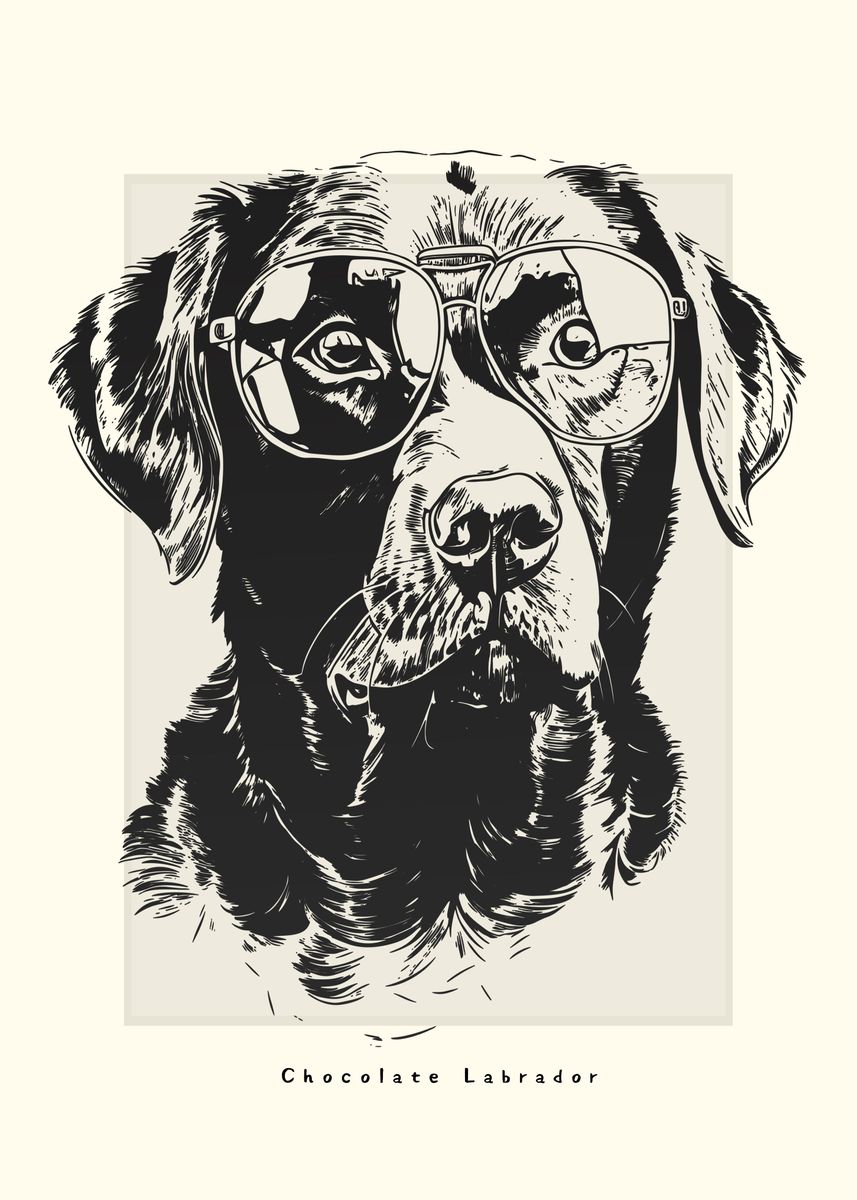 'Chocolate Labrador Sketch' Poster, picture, metal print, paint by ...