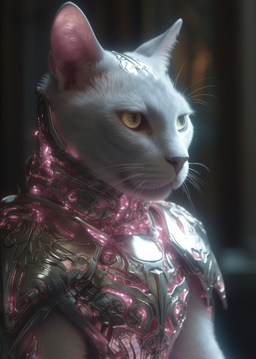 'Cat Pink Transformer' Poster, picture, metal print, paint by Guillaume ...