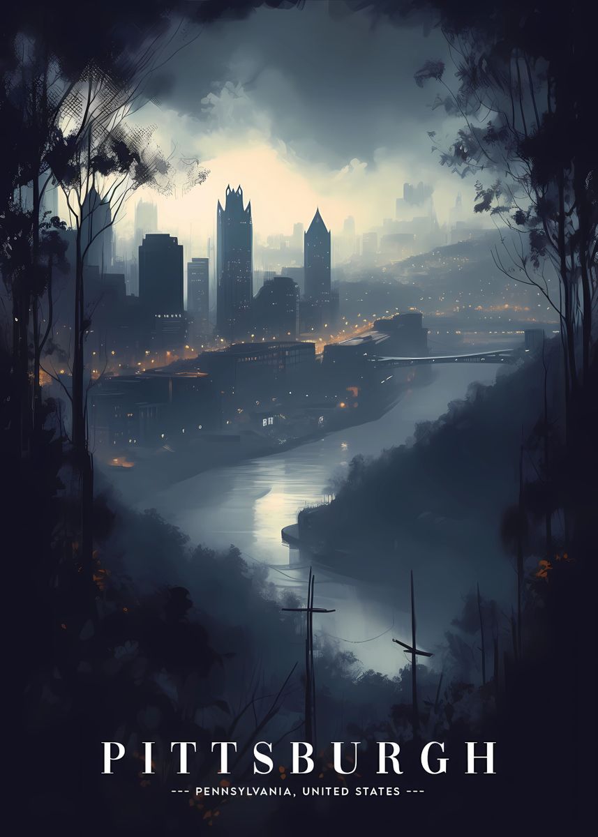 'Pittsburgh City skyline' Poster, picture, metal print, paint by ...