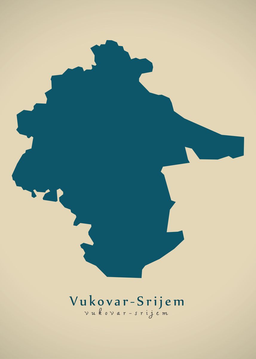 'Vukovar Srijem county map' Poster, picture, metal print, paint by Ingo ...