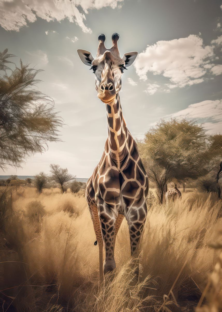 'Graceful giraffe' Poster, picture, metal print, paint by Zooscape Wildlife | Displate