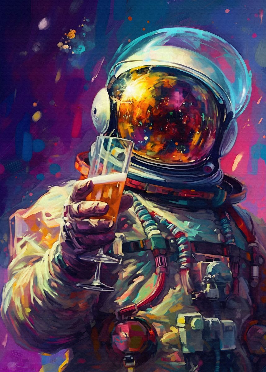 'astronaut with a beer' Poster by Phan Van Hai | Displate