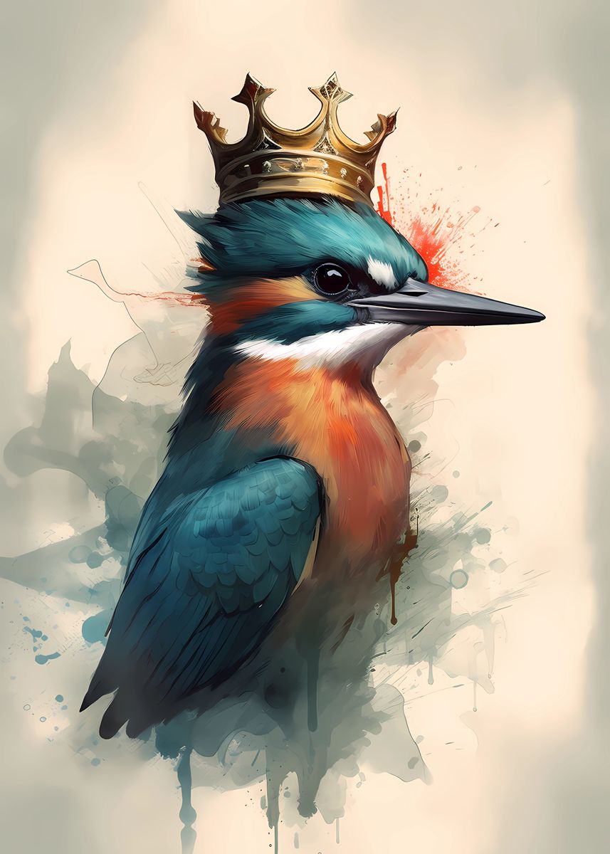 'Kingfisher Bird Wizardry' Poster, picture, metal print, paint by Asmaa ...