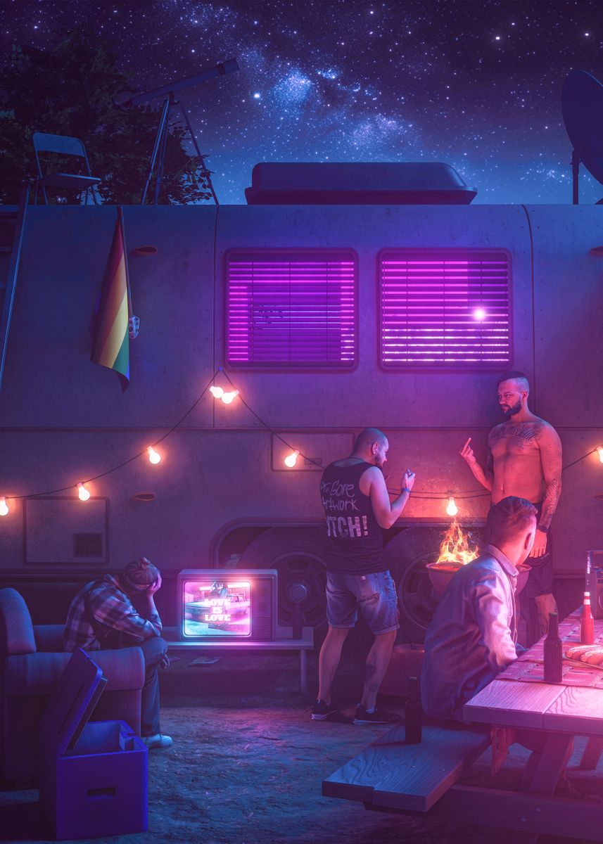 'Shadows in the firelight' Poster, picture, metal print, paint by ...