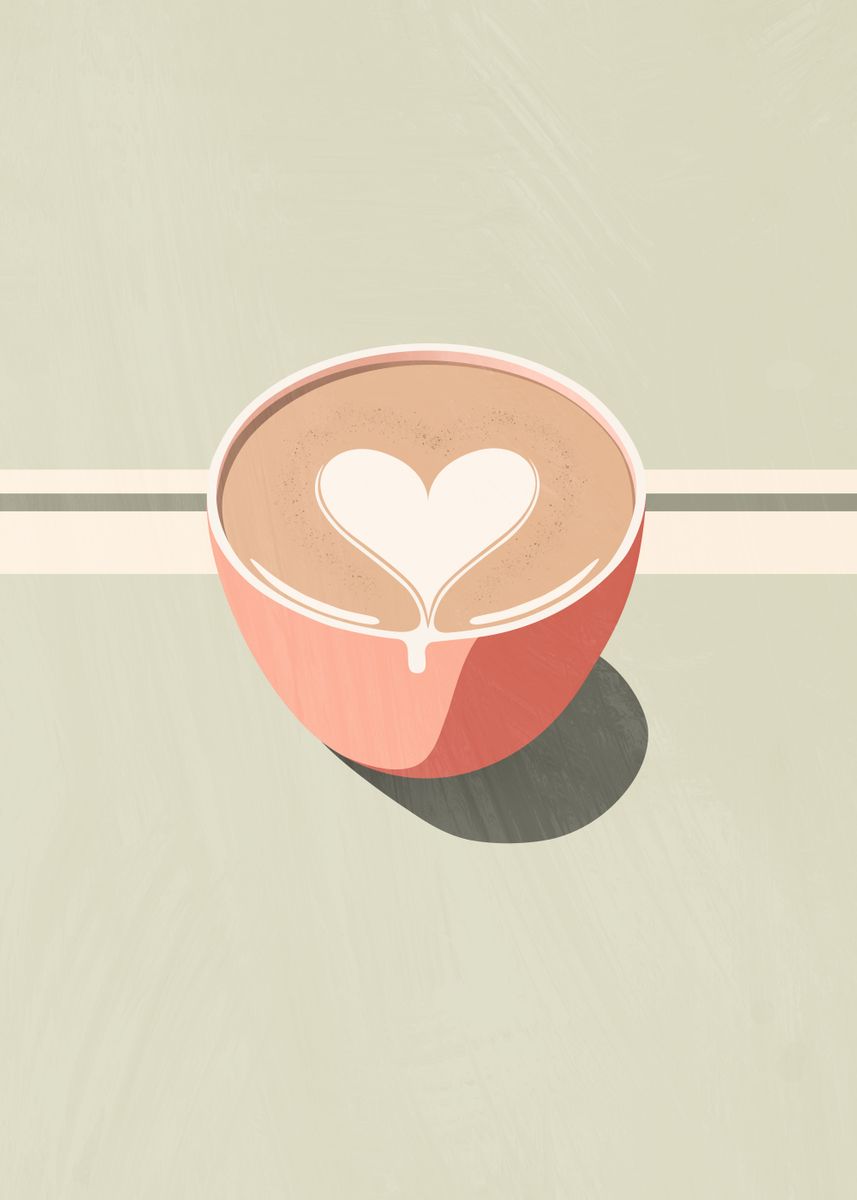 'Pastel Coffee Morning Love' Poster, picture, metal print, paint by ...