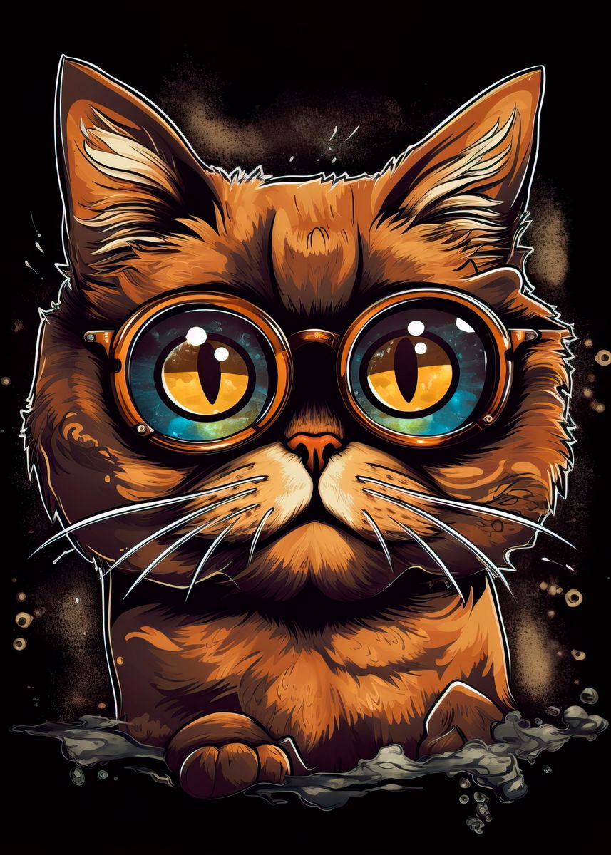 'Cartoon style cat' Poster, picture, metal print, paint by HildaWarren ...