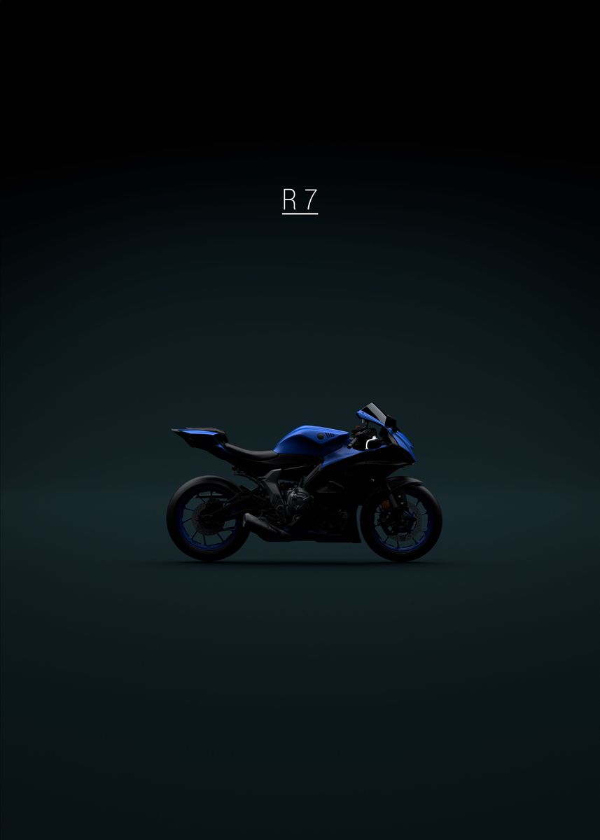 '2022 Yamaha YZF R7 Blue' Poster, picture, metal print, paint by 21 MXM | Displate