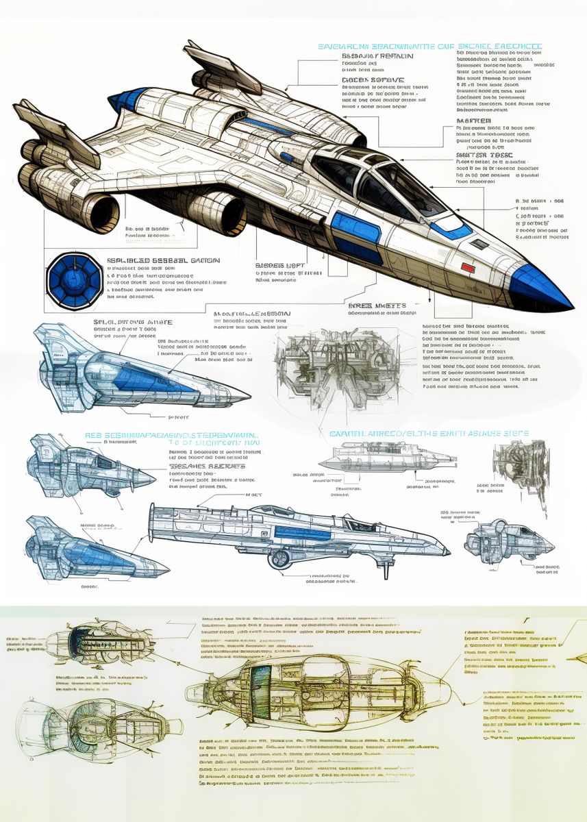 'jet blueprints' Poster, picture, metal print, paint by Huevel | Displate