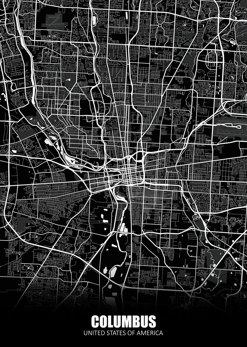 'Columbus USA Map' Poster, picture, metal print, paint by Zake Yonkou ...