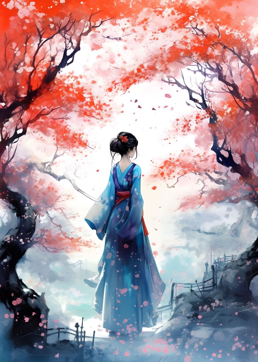 'Orange cherry blossom' Poster, picture, metal print, paint by Elz art ...