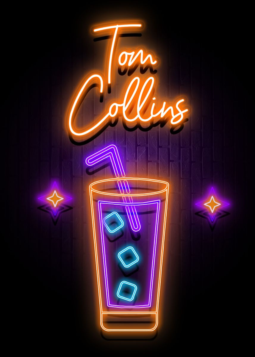 'Tom Collins Cocktail Neon' Poster, picture, metal print, paint by Neon ...