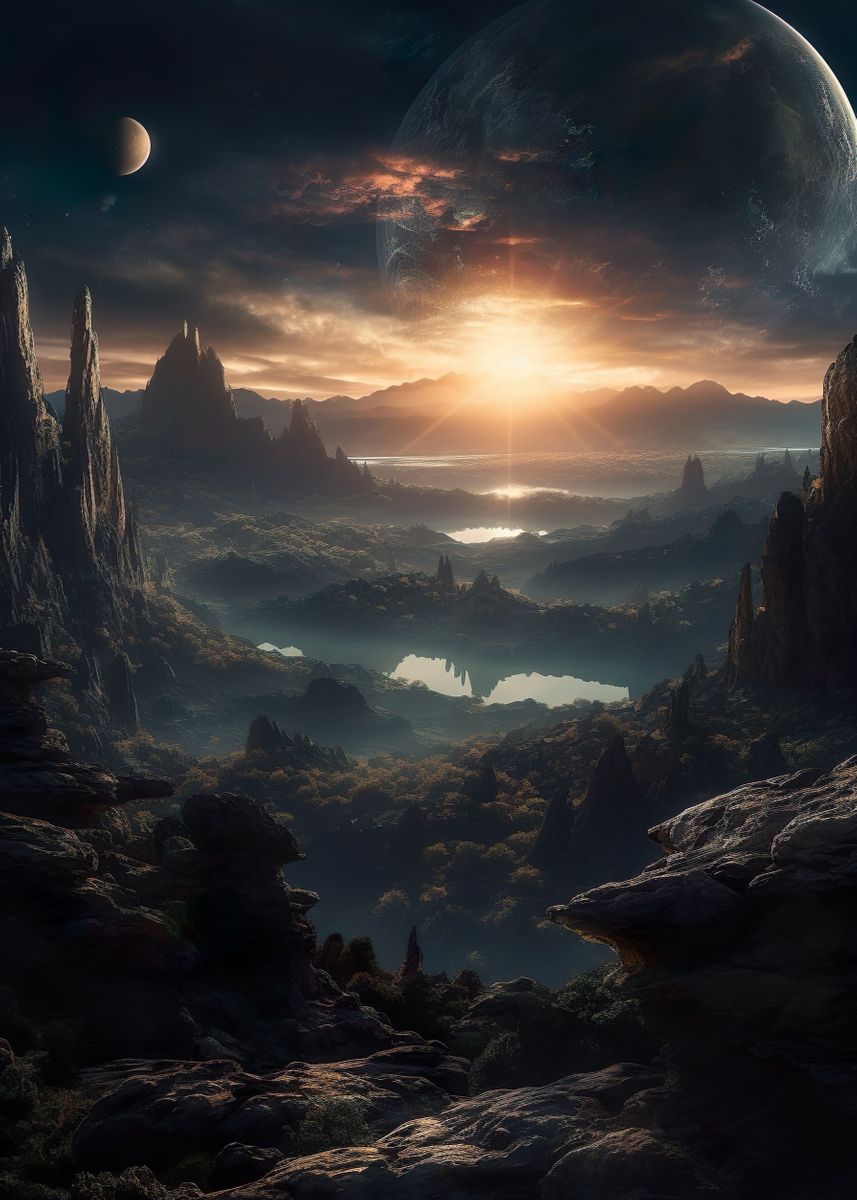 'Wet Moon' Poster, picture, metal print, paint by Core | Displate