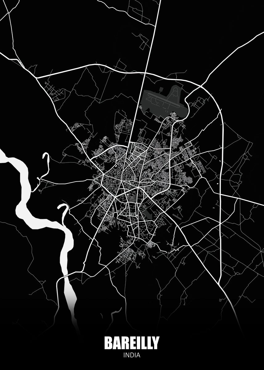 'Bareilly India Map' Poster, picture, metal print, paint by Zake Yonkou ...