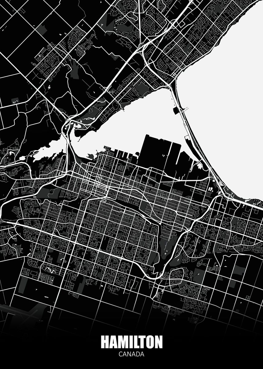 'Hamilton Canada Map' Poster, picture, metal print, paint by Zake ...