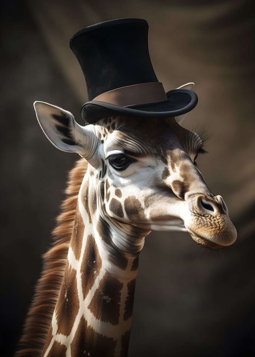 'Giraffe with top Hat' Poster by Makadur | Displate