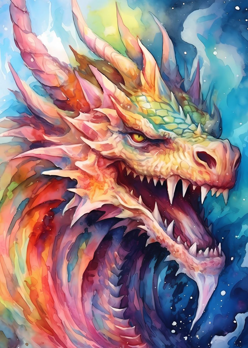 'Dragon Colorful' Poster, picture, metal print, paint by DecoyDesign ...